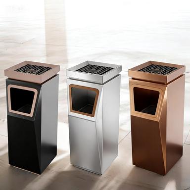 China Stainless Steel Trash Bin with Built-in Charcoal Filter and Customizable Logo for Hotel Lobby for sale