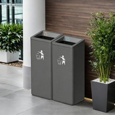 China Commercial Large-Capacity Stainless Steel Trash Can with Non-slip Rubber Feet for Hotel Lobby for sale