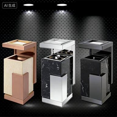 China Customizable Marble Trash Can Rust-resistant and Weatherproof European Vertical Bin with 30 Liters Capacity for sale