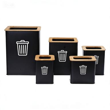 China Custom Logo Metal Top-load Trash Can with Customizable Color Non-slip Rubber Feet and Easy to Clean Design for Hotel Guest Rooms for sale