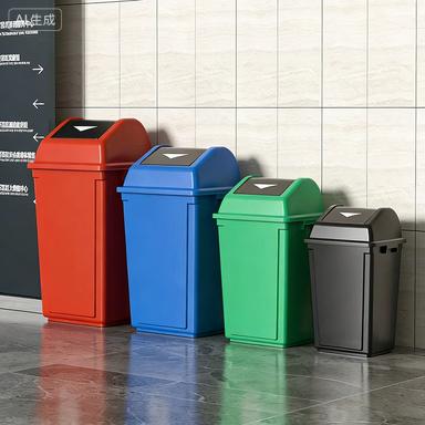 China UV Resistant Swing-top Lidded Trash Can Dual Size for Commercial and Home Use for sale