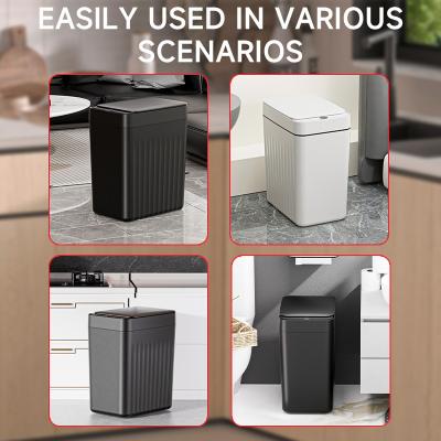China High-end Square Smart Waste Bin with Built-in Charcoal Filter Non-slip Rubber Feet and Customizable Logo for Multi-scene Use for sale
