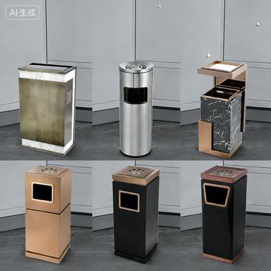 China Hotel Commercial Round Customizable Trash Bin with Ashtray and Sensor Lid for sale
