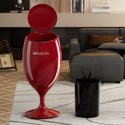China High-footed Large-capacity Portable Trash Can for Bedroom & Living Room Waste Bin for sale