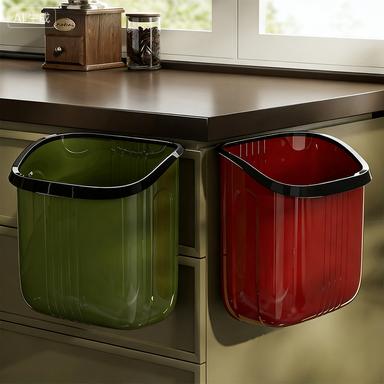 China 30L Capacity Steel Plate Spraying Trash Can with Non-slip Rubber Feet for Kitchen and Table Side for sale