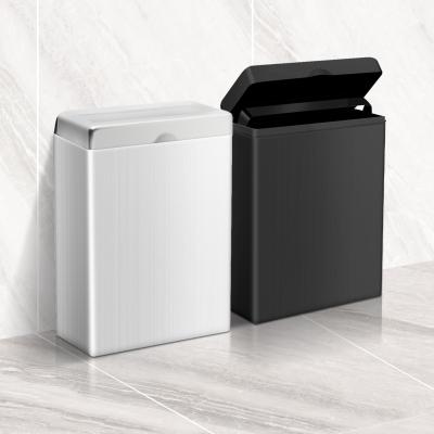 China 304 Stainless Steel Wall-Mounted Trash Can with Odor-Proof Lid and Customizable Logo for Public Restrooms for sale
