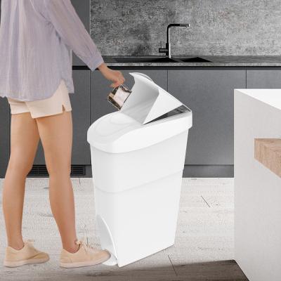 China Commercial 18L Pedal Trash Can Slim Fit UV Resistant Made from Recycled Materials for Public Restrooms for sale