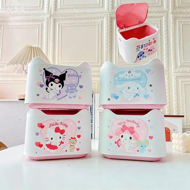 China Japanese Style Push Pop-Up Trash Can with Cute Girly Aesthetic for Desktop and Living Room for sale