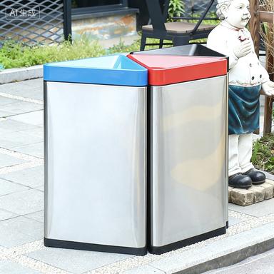 China Large Capacity Stainless Steel Customizable Trash Bin for Outdoor Commercial Use for sale