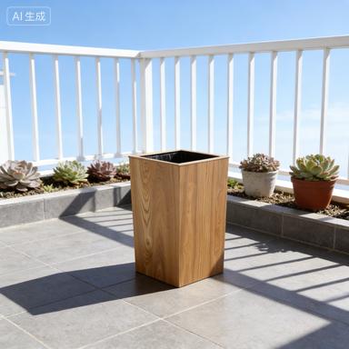 China Minimalist Solid Color Wooden Trash Bin with Non-slip Rubber Feet and Easy to Clean Design for Indoor Use for sale
