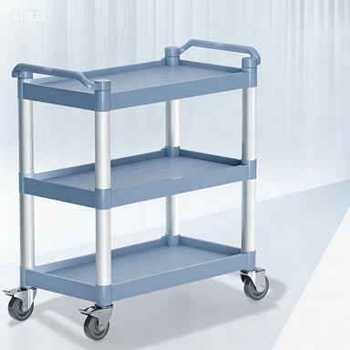 China 3-Tier Multi-Functional Commercial Plastic Food Collecting Trolley and Mobile Service Cart for Hotel Restaurant for sale