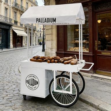 China European Style Multifunctional Mobile Food Cart for Snacks, Milk Tea & Coffee for sale