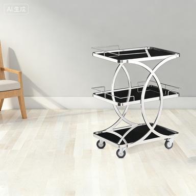 China European Style Three-Tier Beverage Cart with Stainless Steel & Glass for Food Delivery and Mobile Trolley for sale