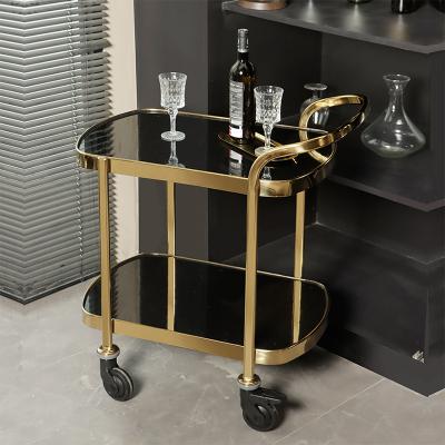 China Luxury 2-Tier Hotel Trolley for Beverage and Dessert Service Cart for sale