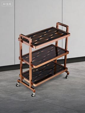 China Heavy Duty Thick Stainless Steel 3-Tier Food Service Trolley for Commercial Serving in Hotels and Restaurants for sale