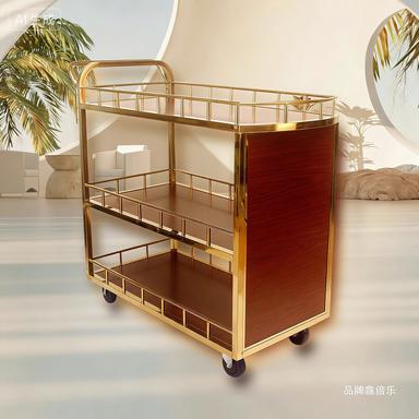 China Heavy Duty European Style Food Serving Trolley Rolling Cart for Kitchen Restaurant and Street Food Cart for sale