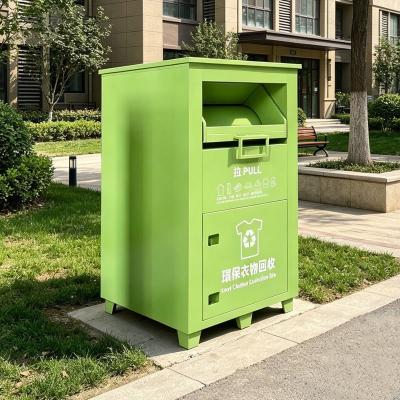 China Eco-friendly Powder Coated Galvanized Sheet Metal Donation Bin, Outdoor Weatherproof Textile Shoes Hats Collection Cabinet for sale