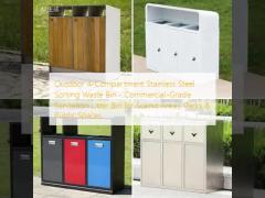 Outdoor 4-Compartment Stainless Steel Sorting Waste Bin - Commercial-Grade Sanitation Litter Bin for Scenic Areas, Parks & Public Spaces