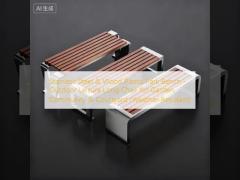 Stainless Steel & Wood Plastic Park Bench - Outdoor Leisure Long Chair for Garden, Community & Courtyard (Weather-Resistant)