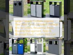 Large-Capacity Outdoor Stainless Steel Trash Cans | Sanitation Garbage Bins for Streets, Residential Areas, Property Management, Parks & Municipal Roads Custom Trash Can