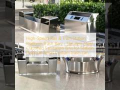 High-Speed Rail & Train Station Platform Trash Bins - Stainless Steel Classified Sanitation Bins for Station Disposal Areas Custom trash can