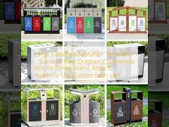 Large Classified Sanitation Trash Bins - Stainless Steel Outdoor Commercial Bins for Parks, Scenic Areas & Roadside Use  Custom trash can