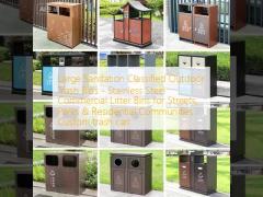 Large Sanitation Classified Outdoor Trash Bins - Stainless Steel Commercial Litter Bins for Streets, Parks & Residential Communities  Custom trash can