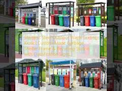 Stainless Steel Outdoor Waste Sorting Kiosk | Custom-Made Garbage Shelter Frame & Recycling Station with Classification Signs