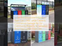 Smart 4-Compartment Outdoor Trash Can | 240L Large Capacity Commercial Garbage Bin for Community Property & Sanitation Recycling  Custom trash can