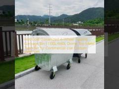 Hot/Cold Galvanized 4-Wheel Tipping Garbage Bin | 1100L/660L Dome Top Metal Trash Bin for Commercial Use  Custom trash can