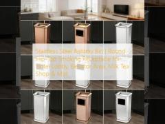 Stainless Steel Ashtray Bin | Round Flip-Top Smoking Receptacle for Hotel Lobby, Elevator Area, Milk Tea Shop & Mall