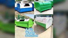 Durable 4-Bin Outdoor Waste Station