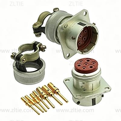 China ZH23 Series Shell Size 22 7 Pin Male Socket with Straight Tail Attachment (Key Position: A) – СНЦ23-7/22В-2А-В for sale