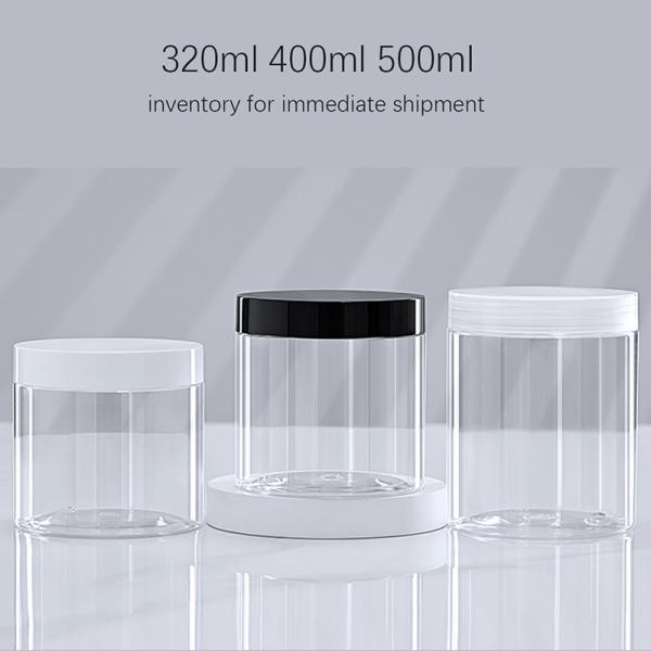 Quality Plating Logo Printing PET plastic cosmetic jars 320ml 400ml 500ml in hot stamping silk screen painting options suitable for cosmetic packaging needs for sale