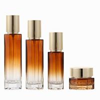 Quality Plastic Pump Material Octagonal Glass Cosmetic Display Bottle Suitable Lotin for sale