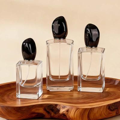 China Square Perfume Transparent Bottle Luxury Glass Fragrance Dispenser Enhanced by Painting Surface Treatment Suitable for Fragrance Packaging for sale