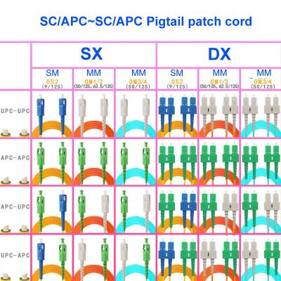 Cina Fiber Patch Cord SC APC SC APC Multi-Mode Single Core OM1 OM2 Gigabit Pigtail Custom in vendita
