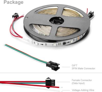 中国 DC 12V アドレス可能 スマート 3Leds コントロール可能 5050 RGB WS2812B WS2811 24V 30leds ピクセル Rgbic LED ストライプライト 販売のため