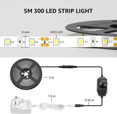 China SMD 3528 2835 LED Strip 300leds RGB 5m Set IP20 Kleur afstandsbediening Licht LED Strip Set Voor feest Te koop