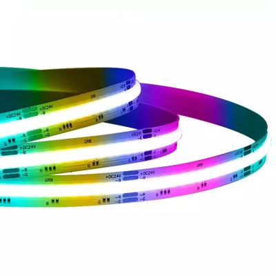 中国 420LEDs/M カラフル COB LED ストライプライト 12V 24V アルミプロファイルのための柔軟なRGB 販売のため
