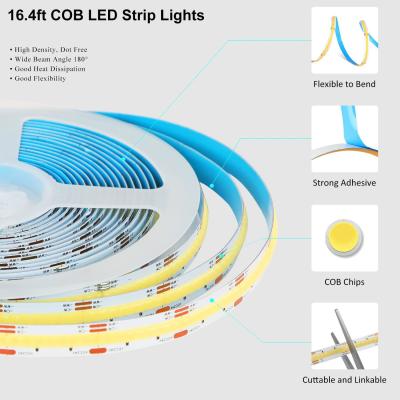 中国 COB LED ストライプライト CCT (2700K-6500K 調節可能) 2M 560LEDs/m CRI90 LED テープライト キット 販売のため