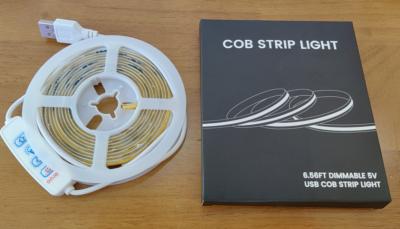中国 新しいモデル DC5V COB LEDストライプライト 2M 300LEDs/m CRI90 USB LEDテープ ライトボックス 箱付きパッケージ付き LEDストライプキット 販売のため