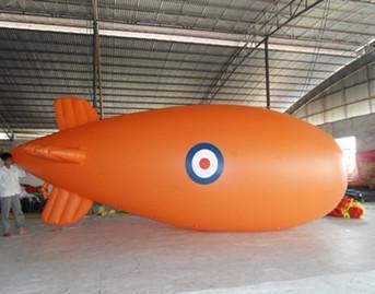 China Inflatable advertising blimp / inflatable giant helium airplane / flying orange 5mL blimp for sale