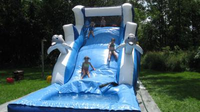 China Inflatable Water Slide / inflatable giant wet slide with pool for sale