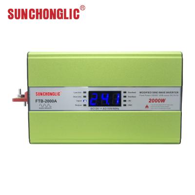 China Invertidor modificado de 2000W fuera de la red Invertidor de energía solar de 12vDc a 110vAc 60hz en venta