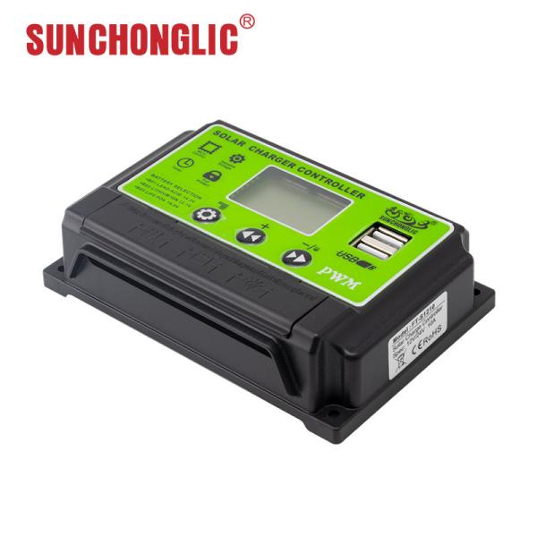 Quality Double MOS LCD Display PWM Solar Charge Controller 24V 10A 3 Phase Charge for sale