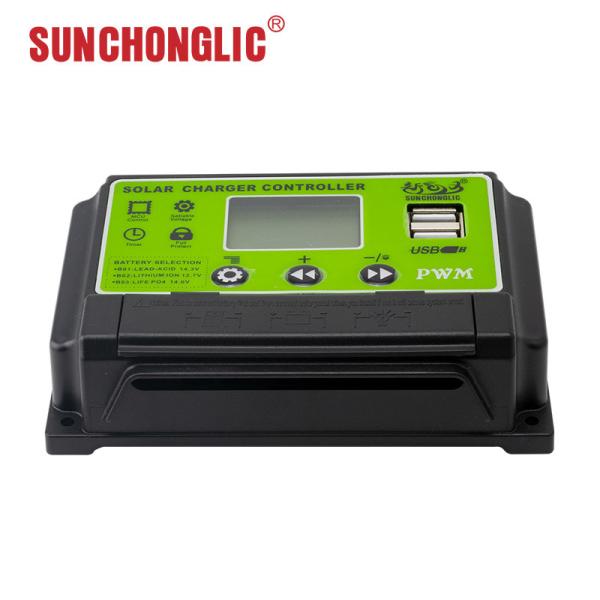 Quality Double MOS LCD Display PWM Solar Charge Controller 24V 10A 3 Phase Charge for sale