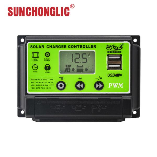 Quality Double MOS LCD Display PWM Solar Charge Controller 24V 10A 3 Phase Charge Controller for sale