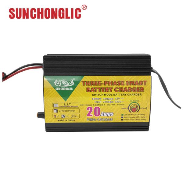 Quality Input 250V Intelligent Lead Acid Battery Charger 12V 20A Corrosion Proof for sale