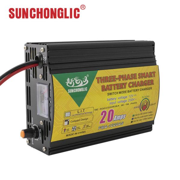 Quality Input 250V Intelligent Lead Acid Battery Charger 12V 20A Corrosion Proof for sale